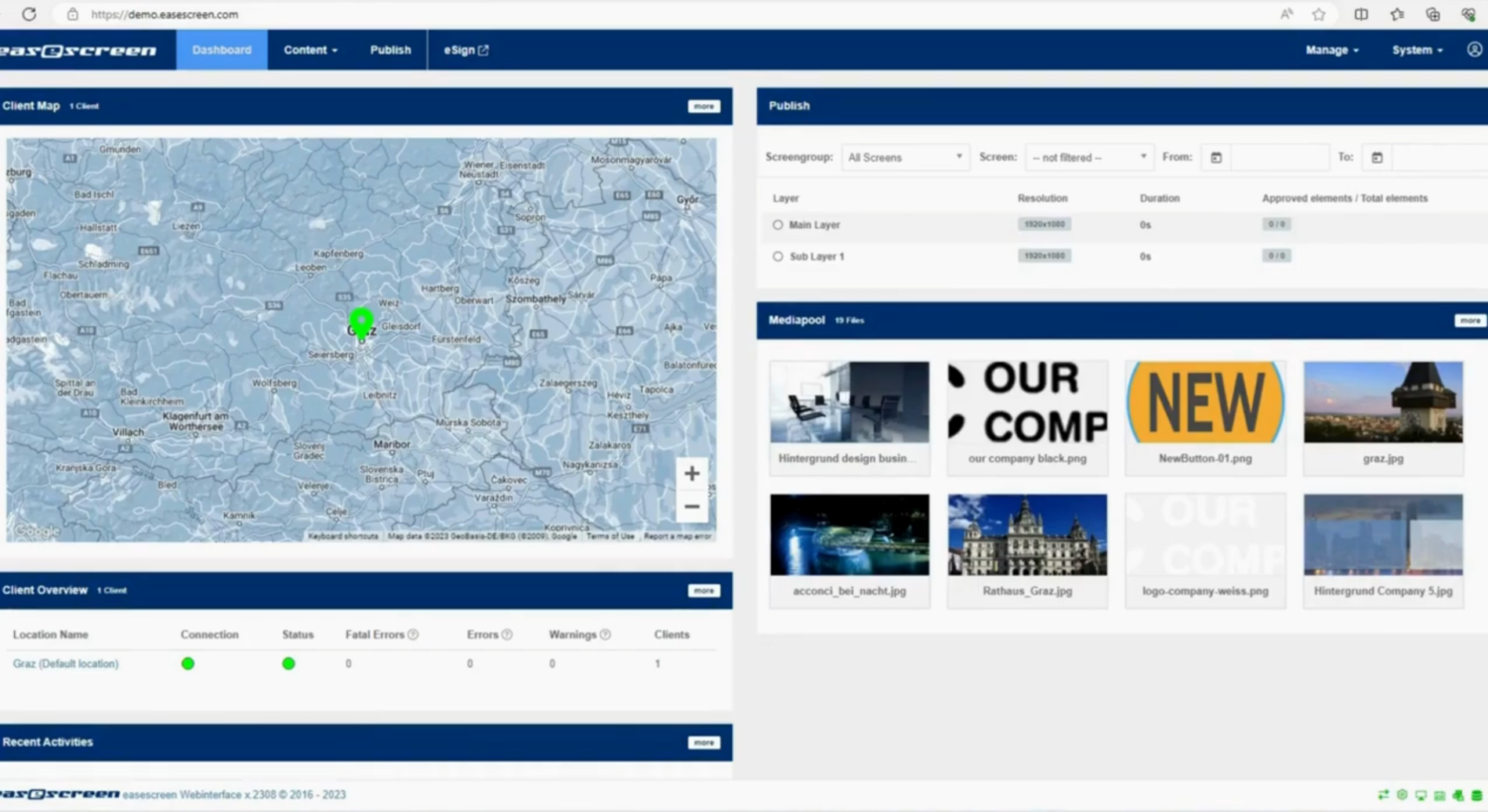 easescreen Digital Signage Solution - Home